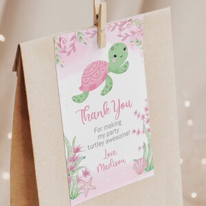 Sea Turtle Favor Tags Template, Editable, Digital You-print Hang Tag ...