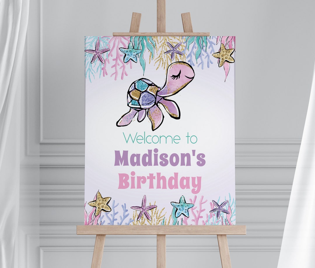 Turtle Welcome Sign Template in 16x20, 18x24, an 24x36 Inches, Editable ...