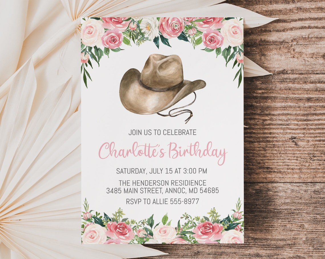 Cowgirl Birthday Invitation, Editable for Any Age Birthday With Cowboy ...