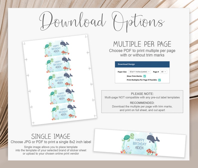 Ocean Water Bottle Wrap, Editable, Blue Ocean Animals, Water Bottle ...