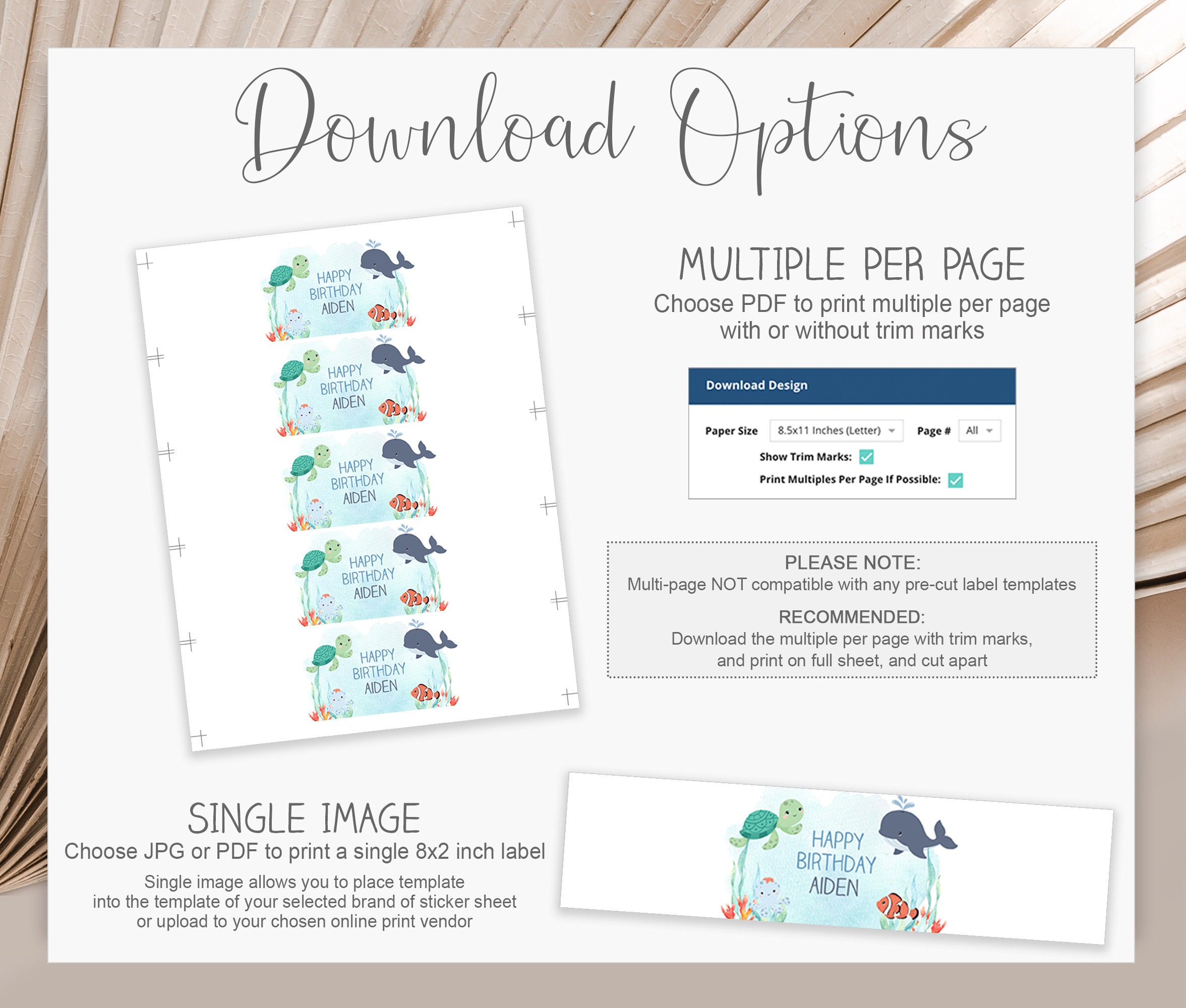 Ocean Water Bottle Wrap, Editable, Blue Ocean Animals, Water Bottle ...