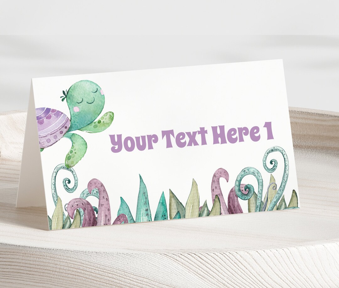 Turtle Purple Table Tent, Food Tent, Food Label, Buffet Tent Editable ...