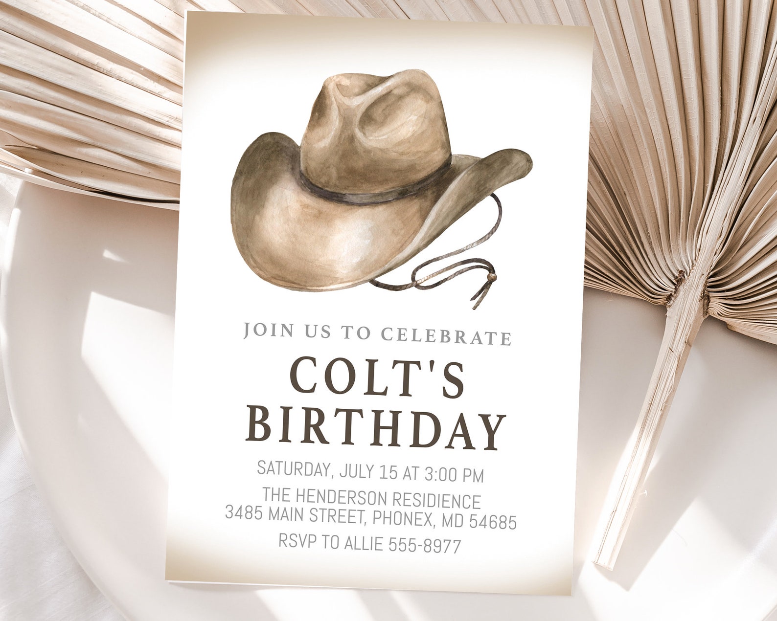 Cowboy Birthday Invitation Template, Editable, Our Little Cowboy ...