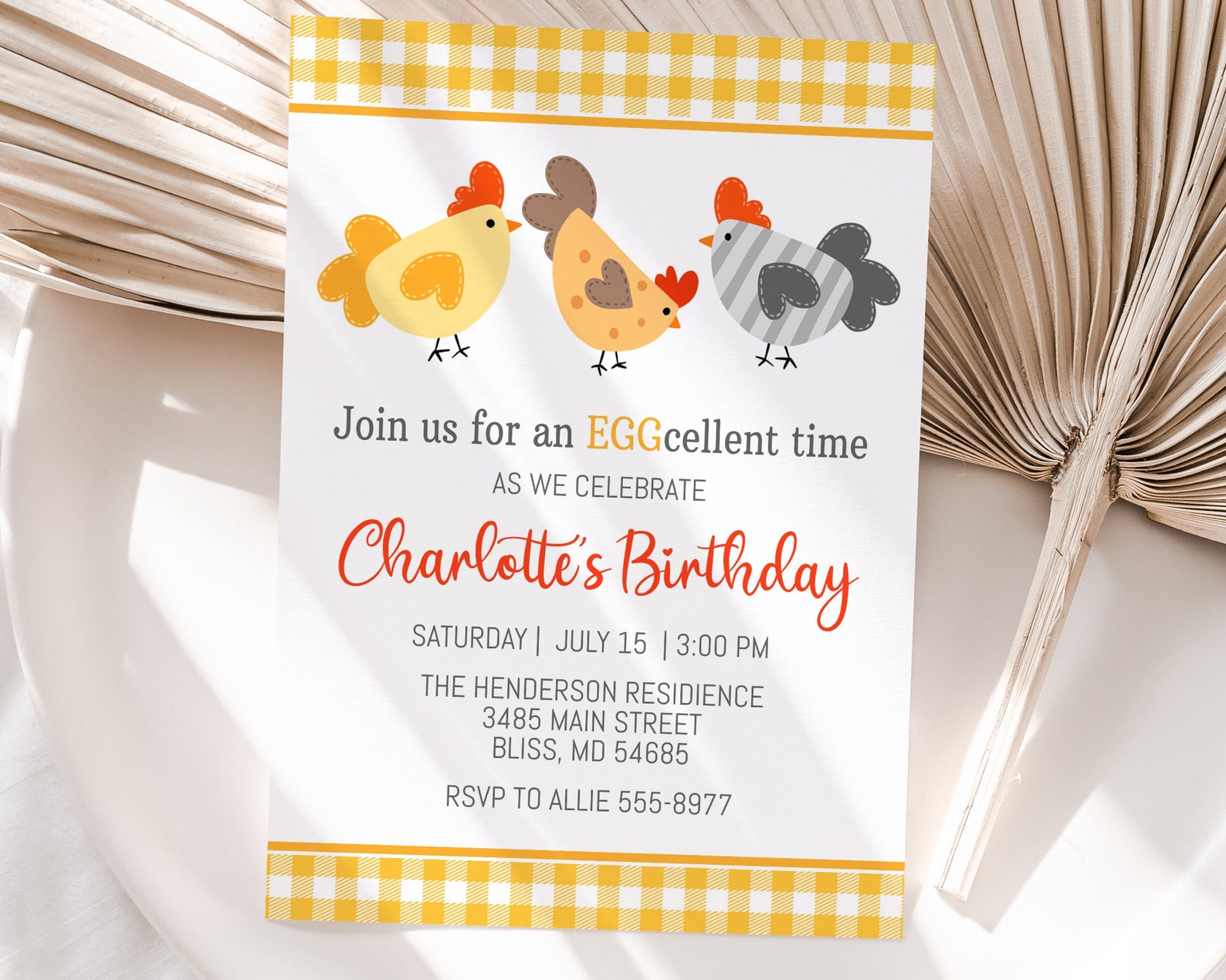 Chicken Birthday Invitation Egg-cellent Time Girl Editable - Etsy