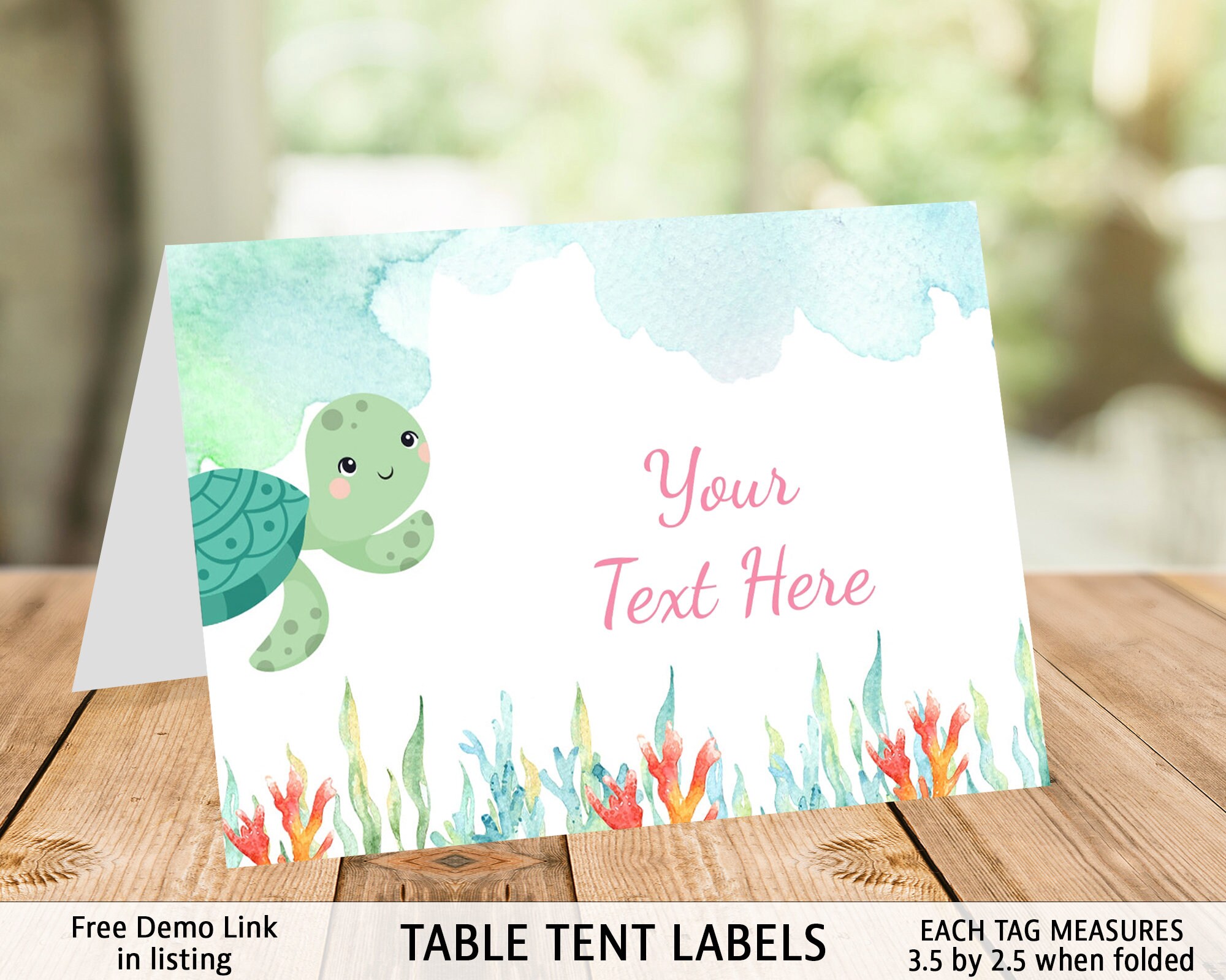 Ocean Animals Table Tent Label Turtle Whale Seahorse Fish - Etsy