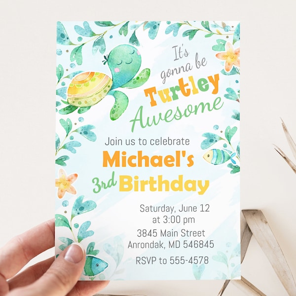 Turtle Invitation - Etsy