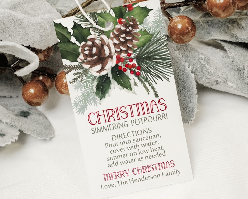 Christmas Potpourri Gift Tags Template, Editable, Digital You-print ...