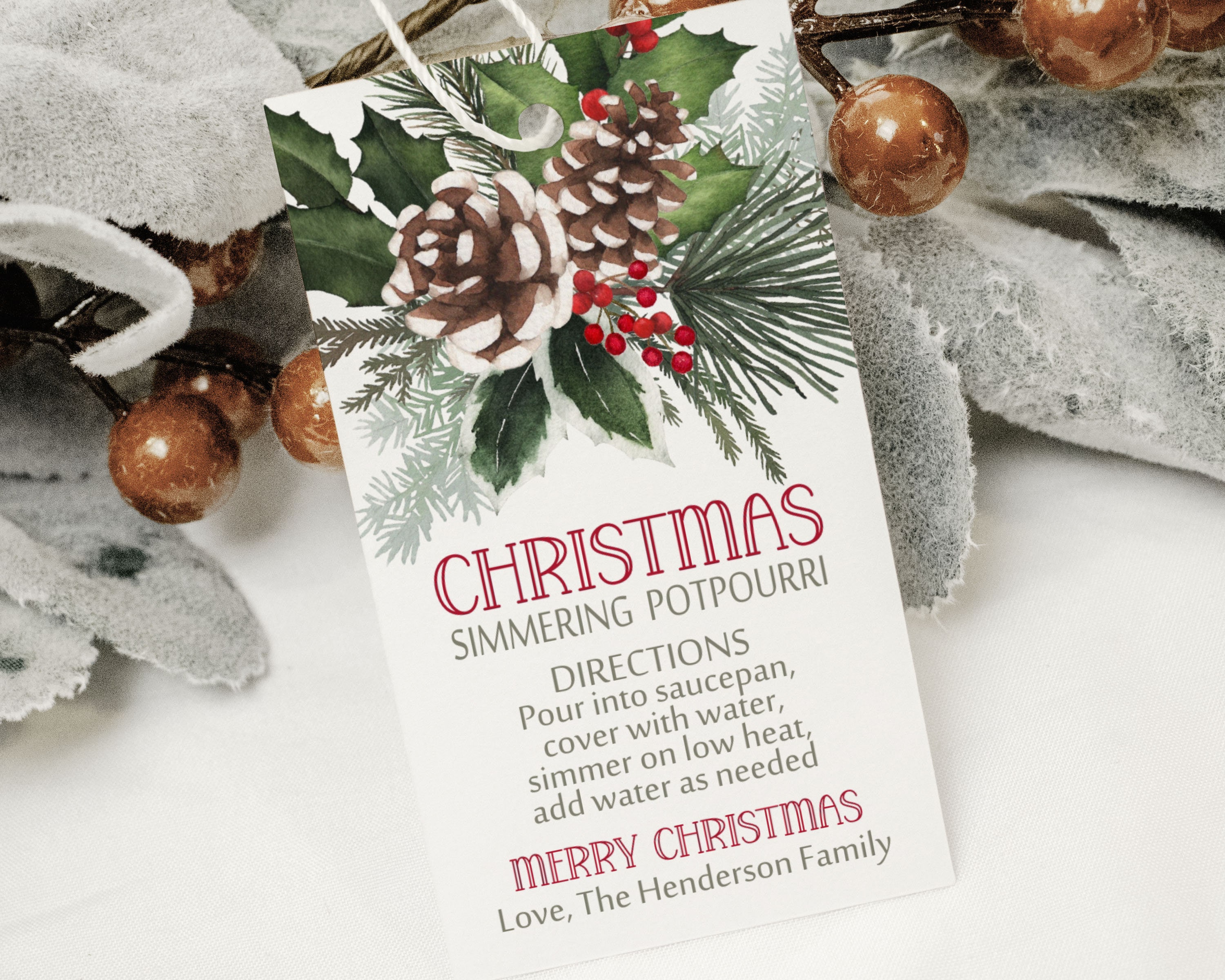 Christmas Potpourri Gift Tags Template, Editable, Digital You-print ...