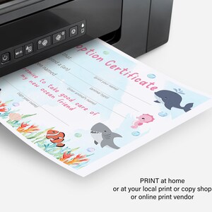 Adopt an Ocean Animal Purple, Digital You-print Adoption Certificate ...