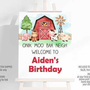 Farm Animals Welcome Sign Templates in 8x10, 11x14, 16x20, Editable ...
