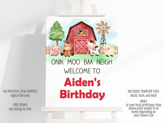 Farm Animals Welcome Sign Templates in 8x10 11x14 16x20 - Etsy