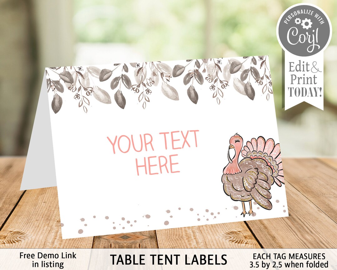 Thanksgiving Table Tent Label, Turkey Place Card (instant Download) - Etsy