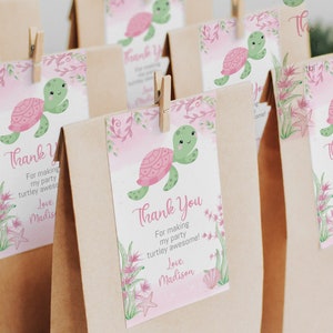 Sea Turtle Favor Tags Template, Editable, Digital You-print Hang Tag ...