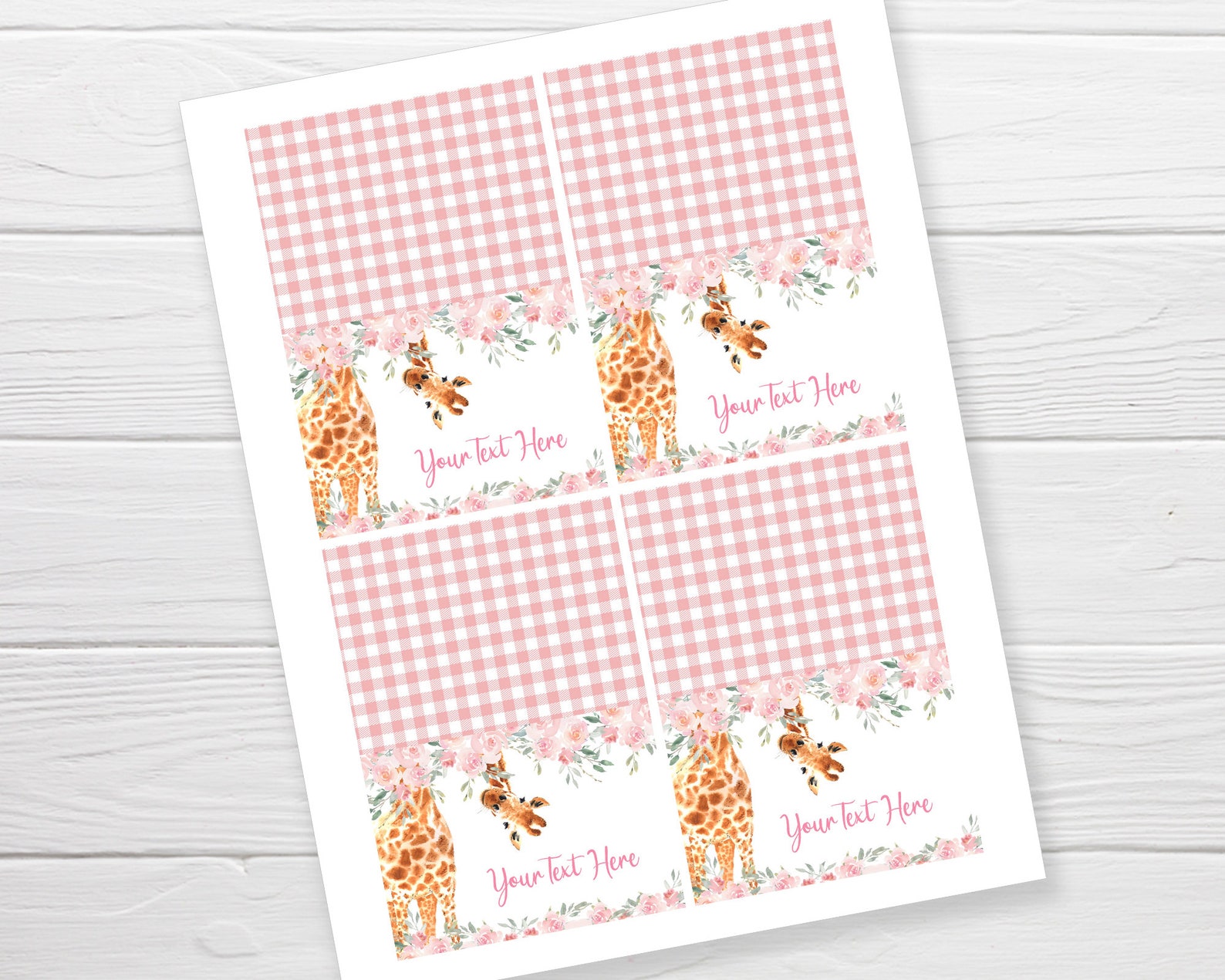 Giraffe Table Tent Label, Cute Giraffe, Food Label, Editable Table Tent ...