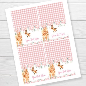 Giraffe Table Tent Label, Cute Giraffe, Food Label, Editable Table Tent ...