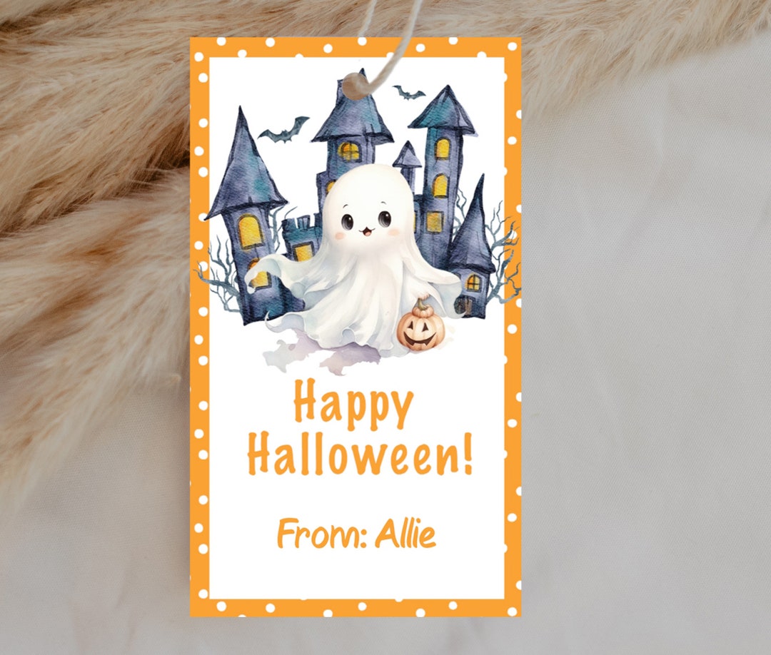 Halloween Gift Tags Printable Gift Tag Ghost Haunted House for ...