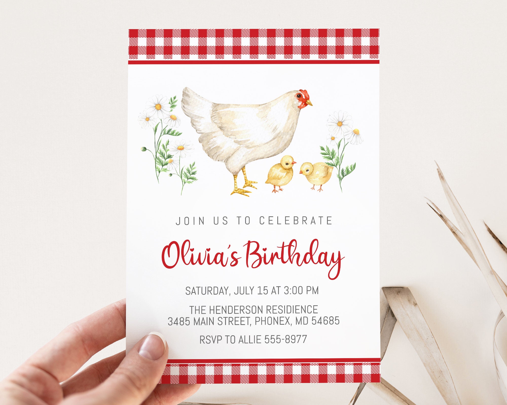 Chicken Birthday Invitation, Cluck Cluck, Girl, Editable, Farm Party ...