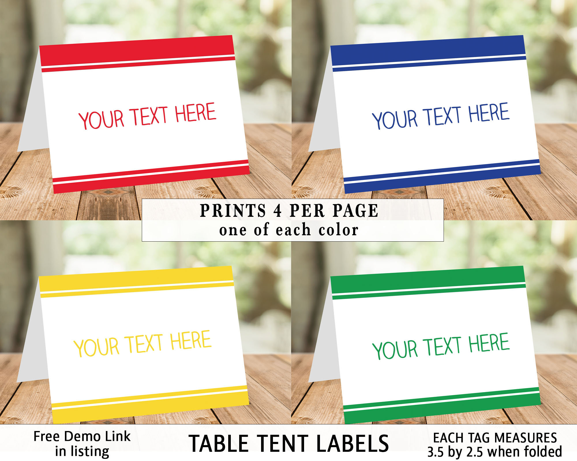 Primary Colors Table Tent Labels, Red, Blue, Yellow, Green, Girl, Boy ...