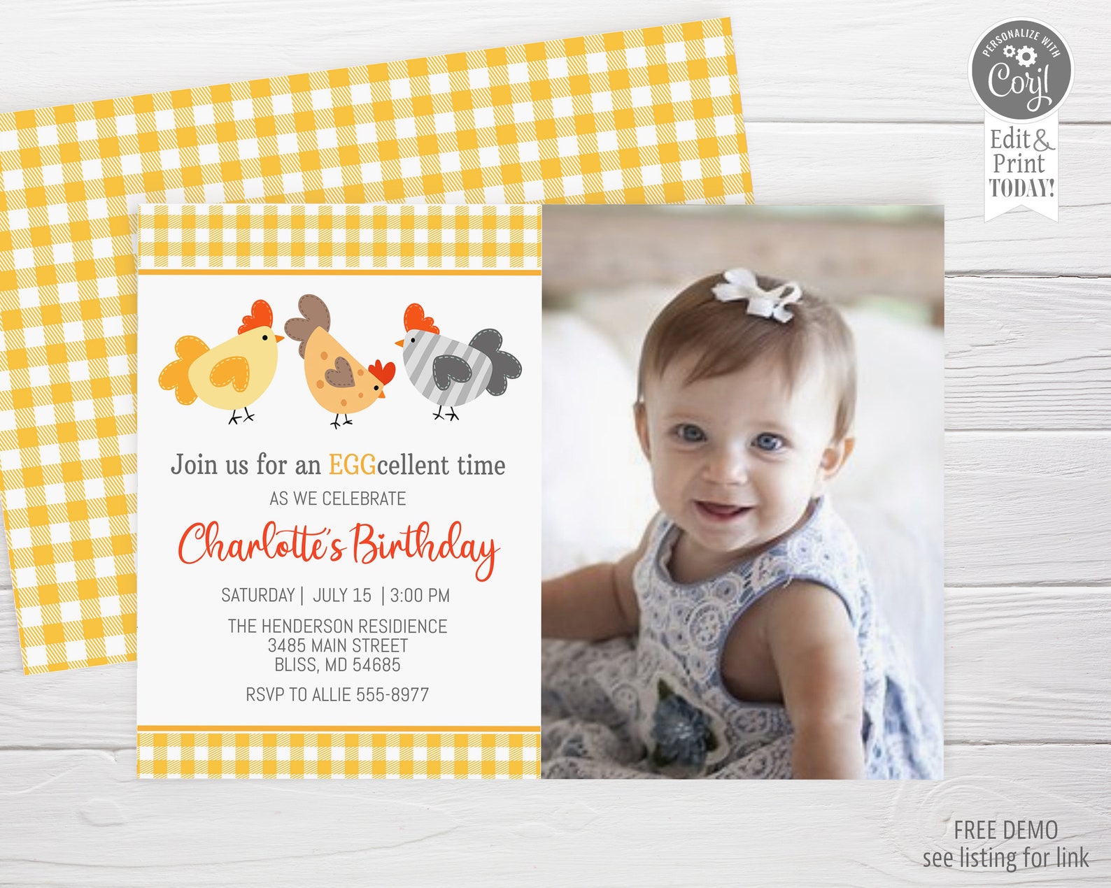 Chicken Photo Invitation Template, Eggscellent Time Invitation ...