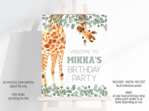 Giraffe Welcome Sign Templates 8x10 11x14 or 16x20 Inches - Etsy