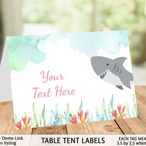 Ocean Animals Table Tent Label, Turtle, Whale, Seahorse, Fish, Girl ...