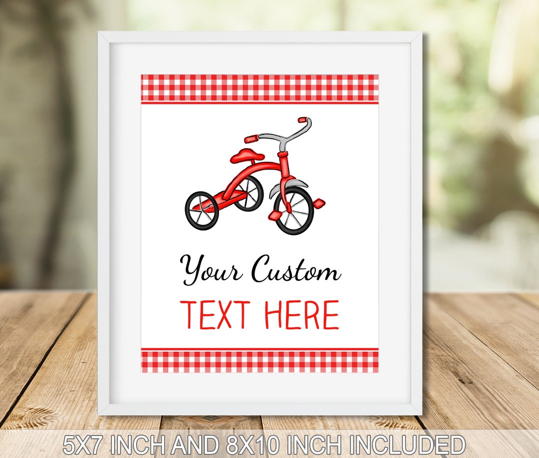 Tricycle Table Signs 5x7 Inches, 8x10 Inches Editable Party Signs ...