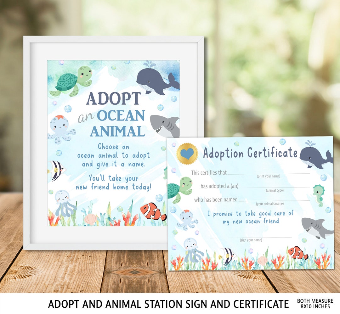 Adopt an Ocean Animal, Digital You-print Adoption Certificate and Table ...