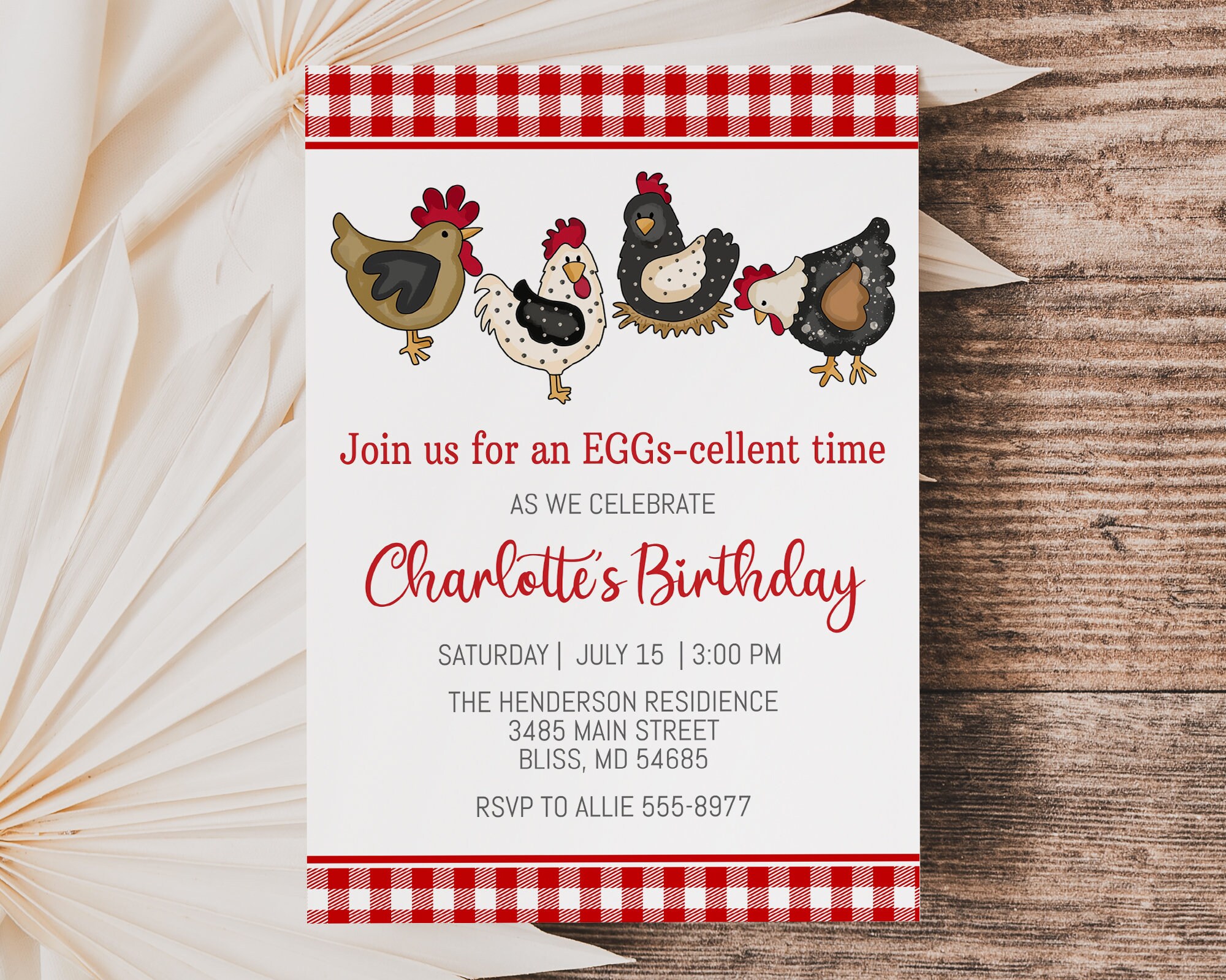 Chicken Birthday Invitation, Cluck Cluck, Girl, Editable, Farm Party ...
