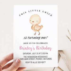 Chicken Birthday Invitation Template, Girl, Editable, Farm Party Invite ...