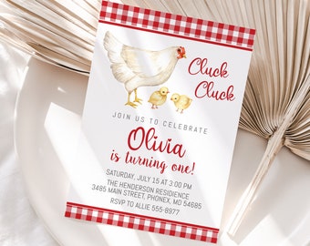 Chicken Birthday Invitation Template Girl Editable Farm - Etsy