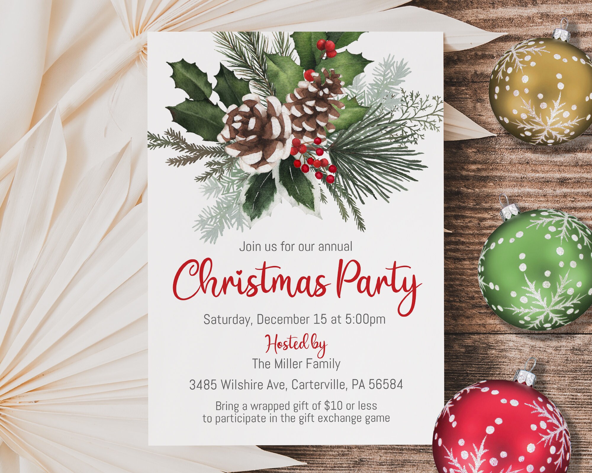 Christmas Party Invitation Template Editabledigital - Etsy
