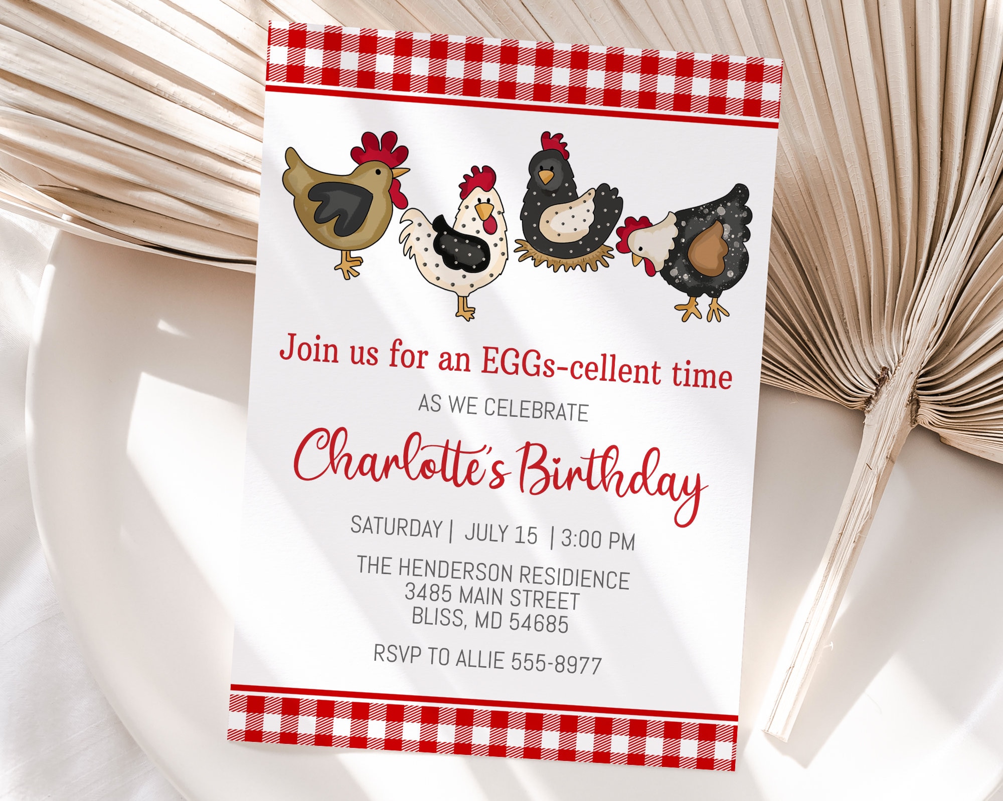 Chicken Birthday Invitation, Cluck Cluck, Girl, Editable, Farm Party ...