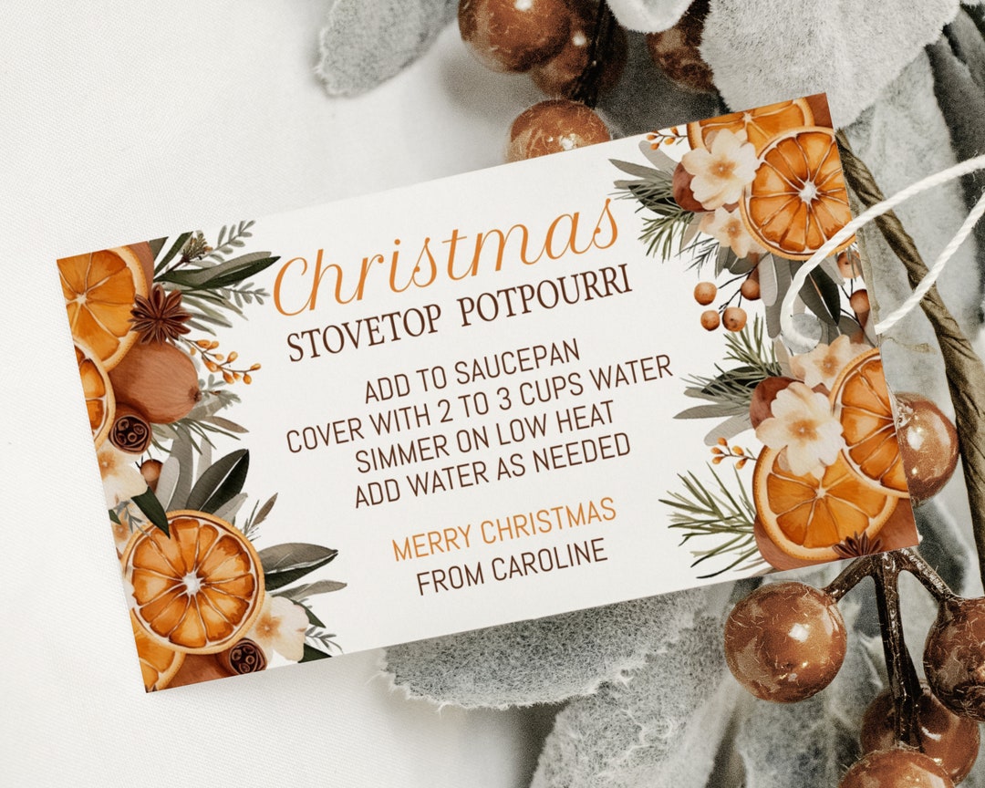 Stovetop Potpourri Christmas Gift Tags Template, Editable,digital You ...