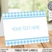 Blue Table Tent Label, Food Label, Blue Gingham, Editable Table Tent ...