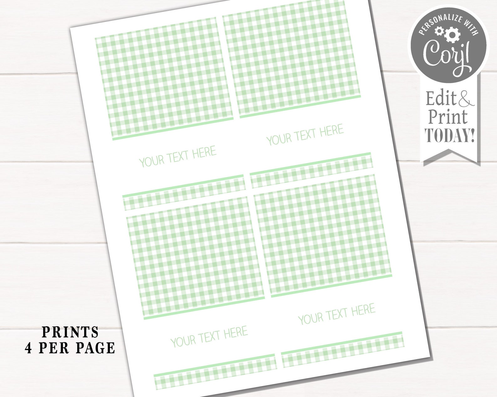 Mint Table Tent Label Food Label Mint Gingham Editable - Etsy