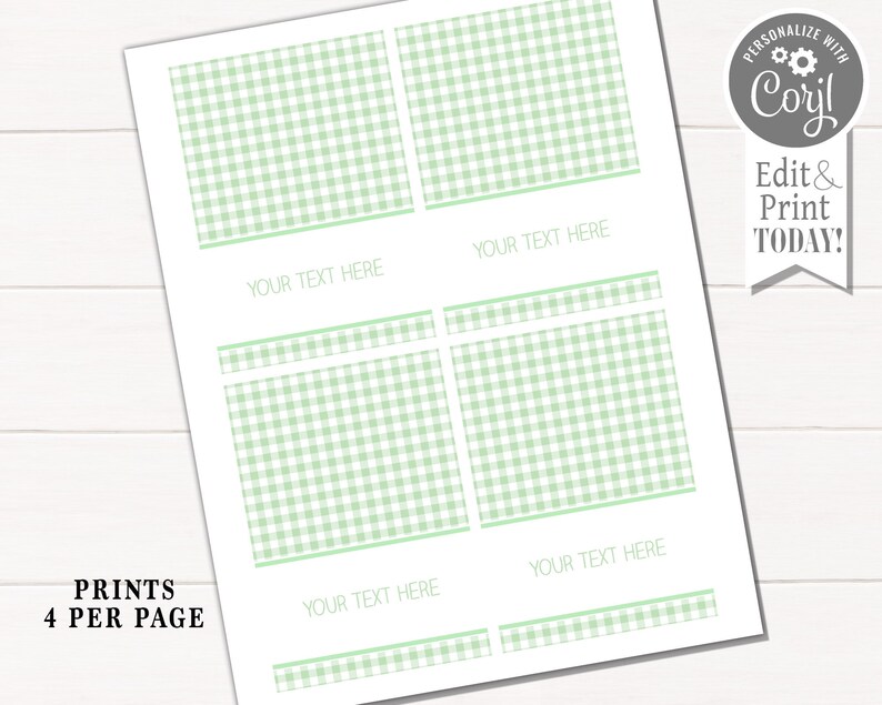 Mint Table Tent Label Food Label Mint Gingham Editable - Etsy