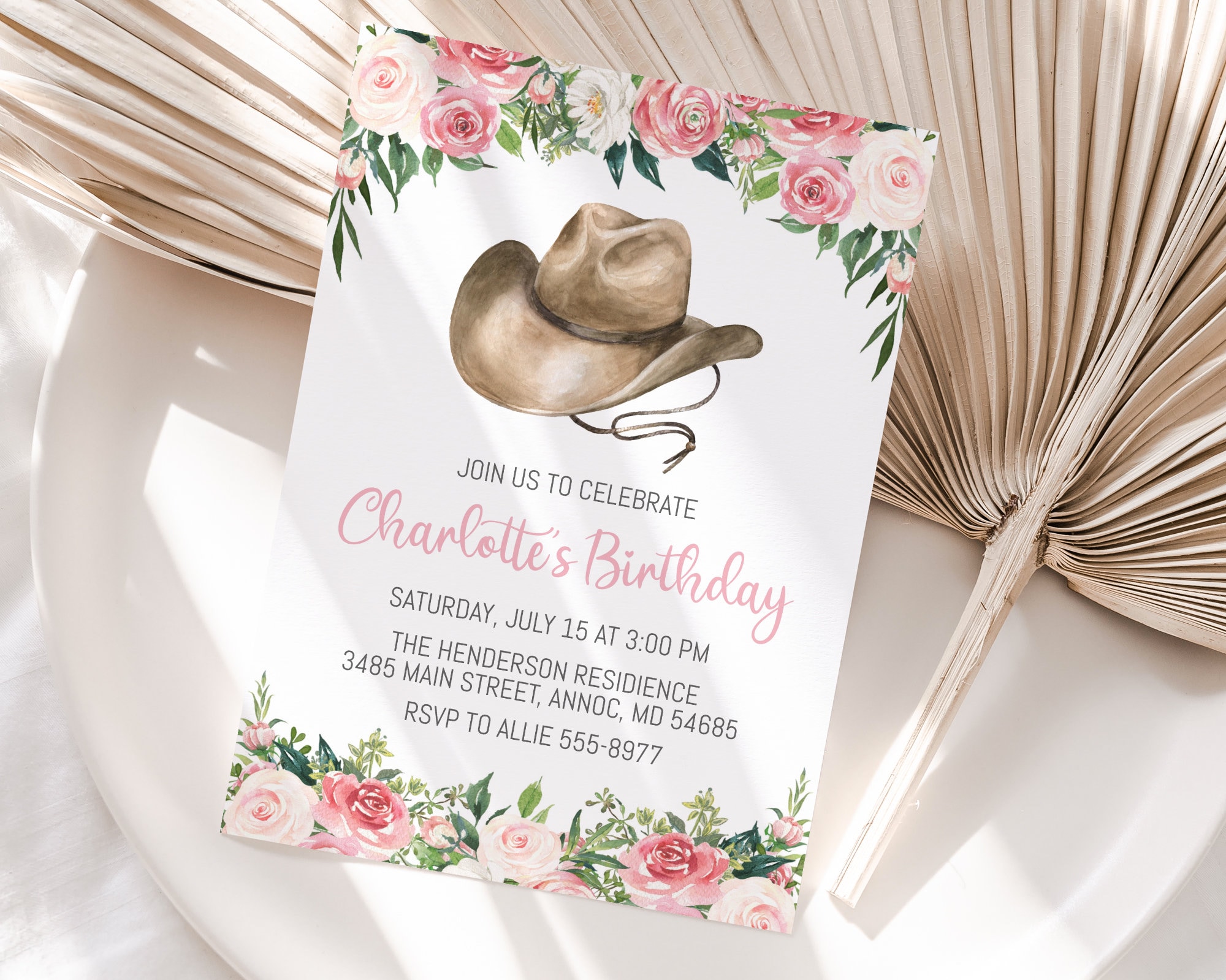 Cowgirl Birthday Invitation, Editable for Any Age Birthday With Cowboy ...