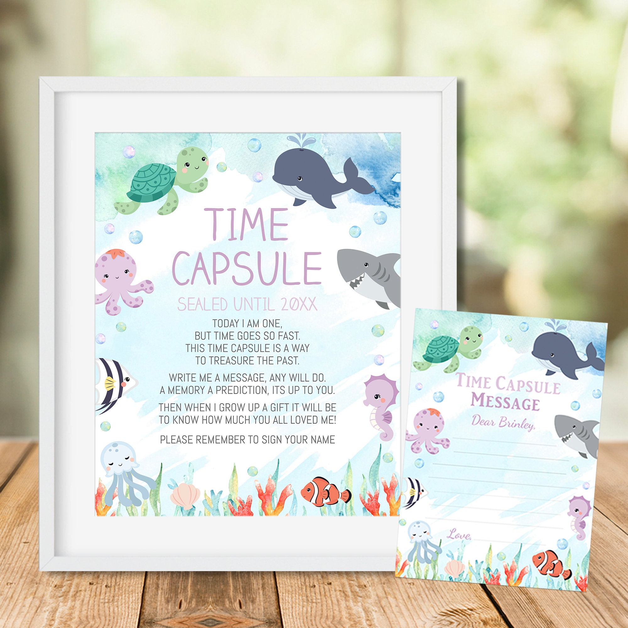 Ocean Animals Time Capsule Set Template, Cute One-der the Sea Editable ...