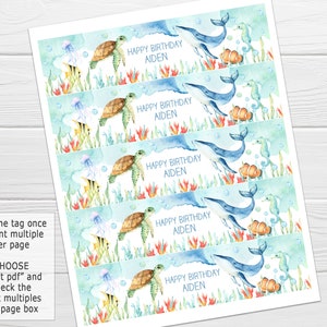 Ocean Water Bottle Wrap, Editable, Blue Ocean Animals, Water Bottle ...