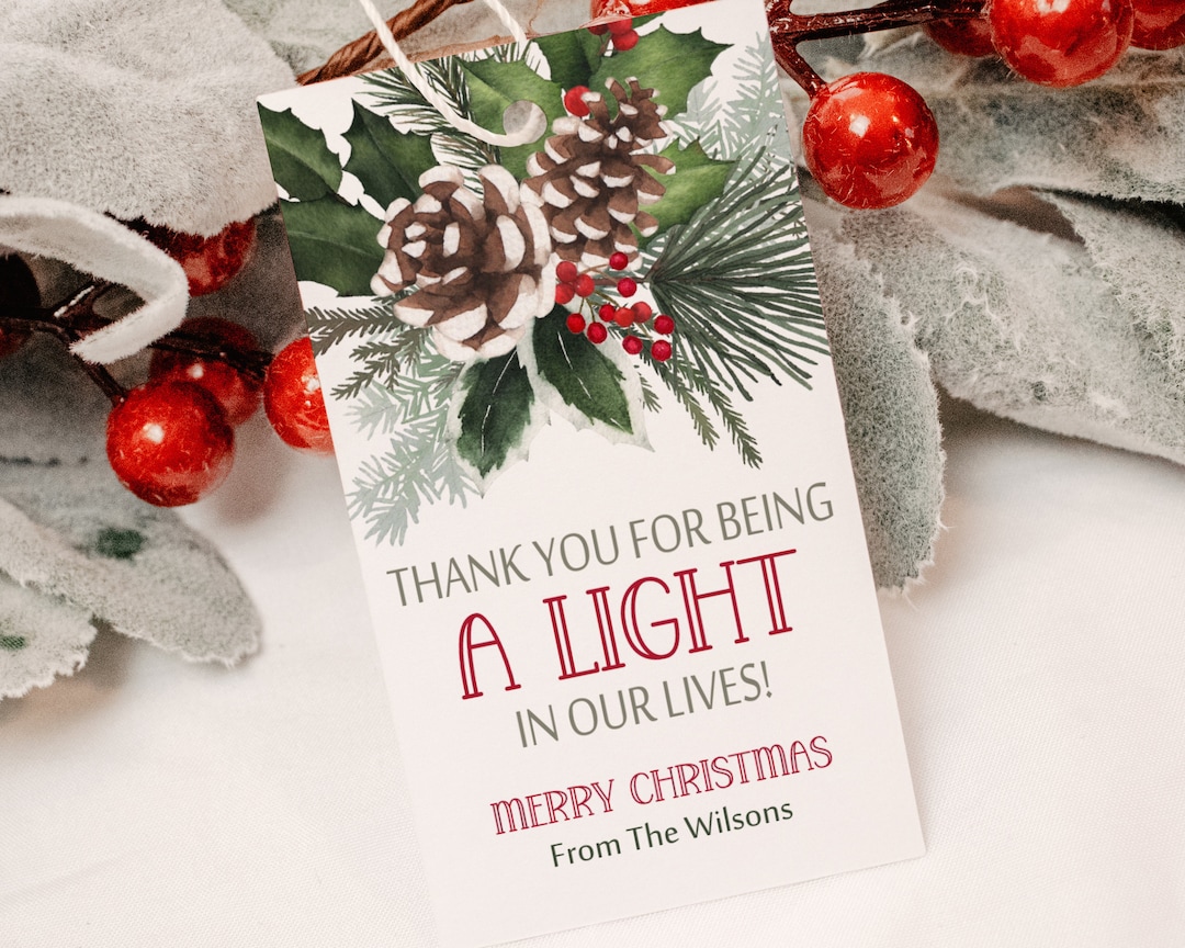 Christmas Candle Gift Tags Template, Editable, Digital You-print Hang ...