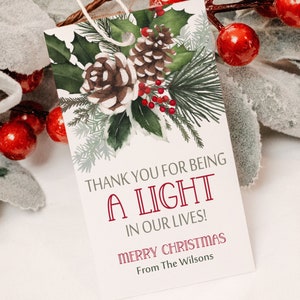 Christmas Candle Gift Tags Template, Editable, Digital You-print Hang ...