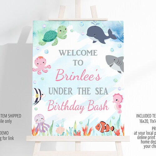 Ocean Animals Welcome Sign Templates in 8x10 11x14 an 16x20 - Etsy
