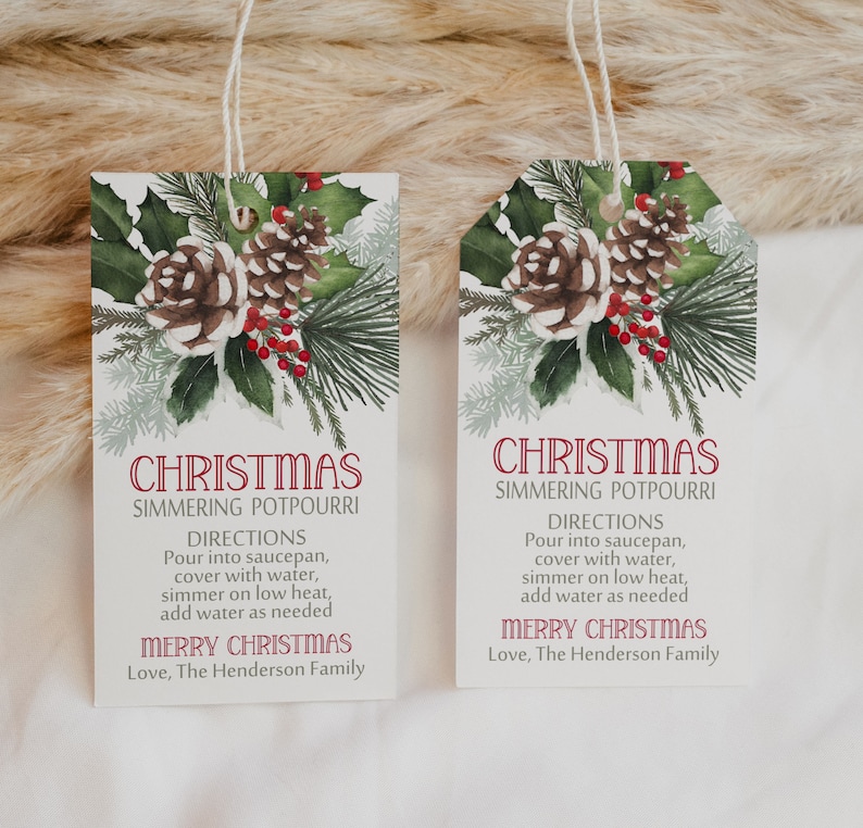Christmas Potpourri Gift Tags Template, Editable, Digital You-print ...