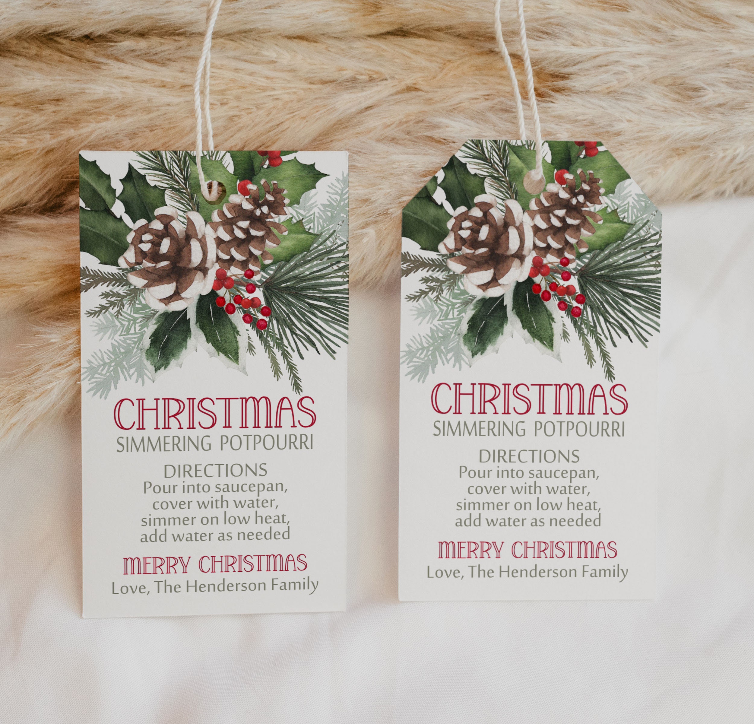 Christmas Potpourri Gift Tags Template, Editable, Digital You-print ...