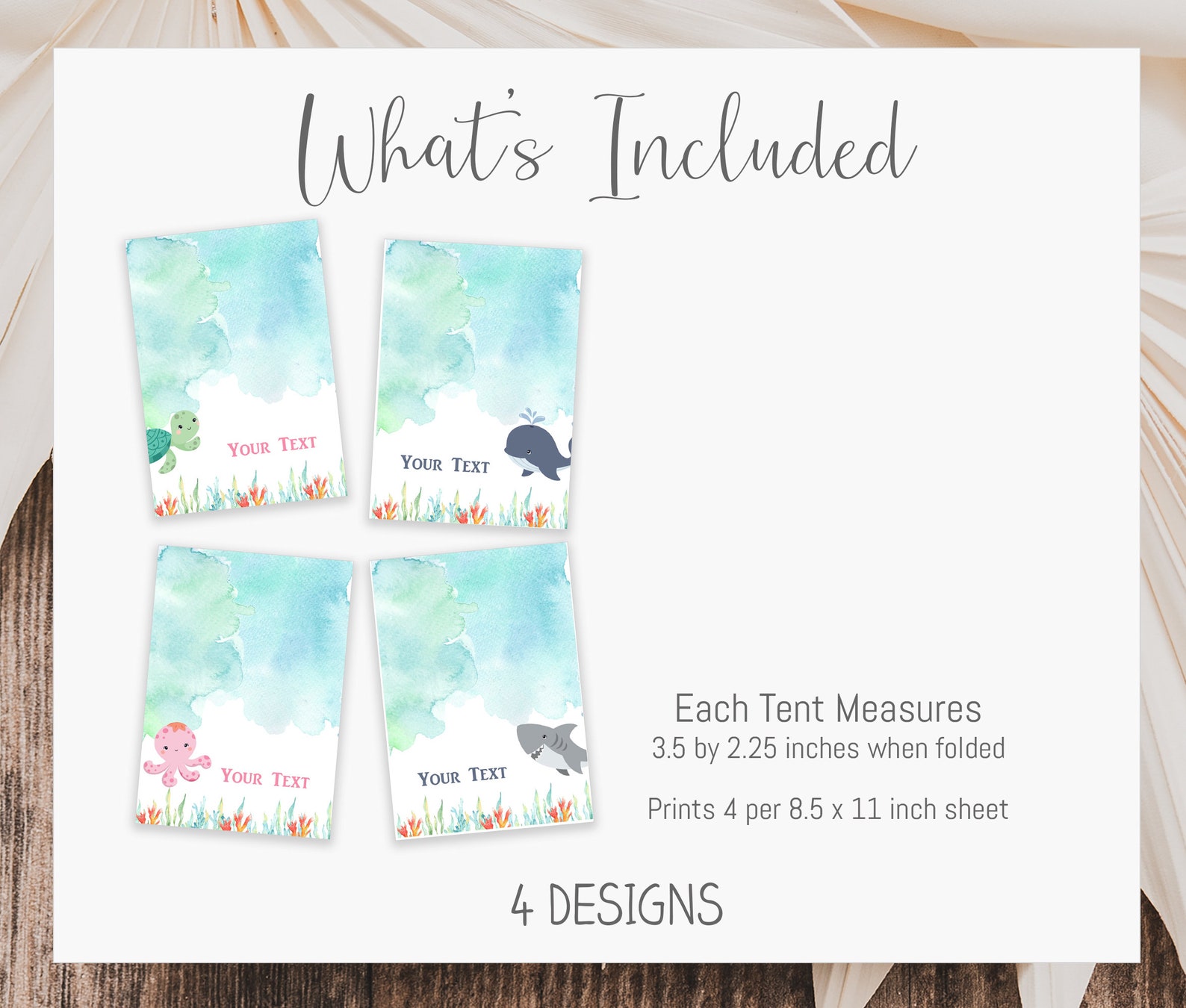 Ocean Animals Table Tent Label Template File, Food Tent, Food Label ...
