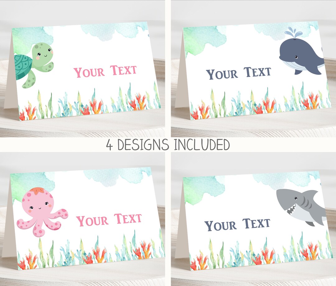 Ocean Animals Table Tent Template: Editable Food Labels (digital ...
