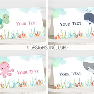 Ocean Animals Table Tent Label Template File, Food Tent, Food Label ...