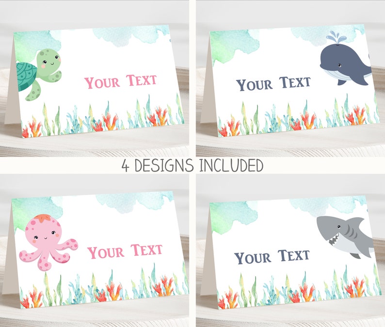 Ocean Animals Table Tent Label Template File, Food Tent, Food Label ...
