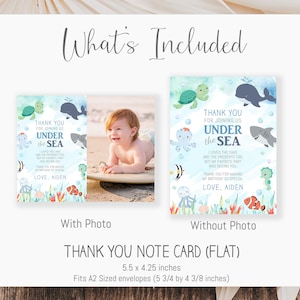 Ocean Thank You Note Printable Template 4.25 X 5.5 Inches Ocean Animals ...