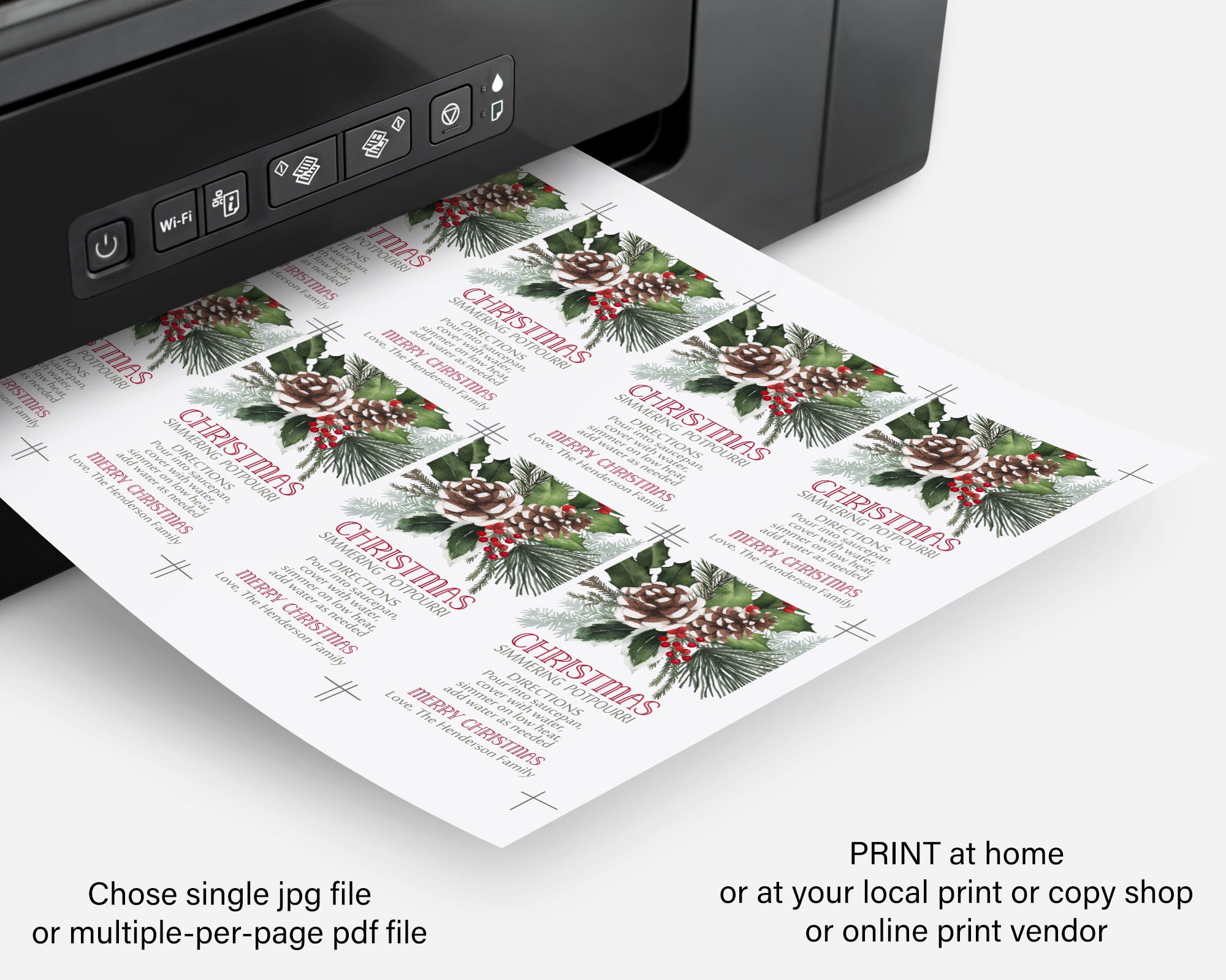 Christmas Potpourri Gift Tags Template, Editable, Digital You-print ...